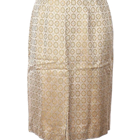 Barrie Pace | Skirts | Barrie Pace Cream Gold Embroidered Skirt | Poshmark